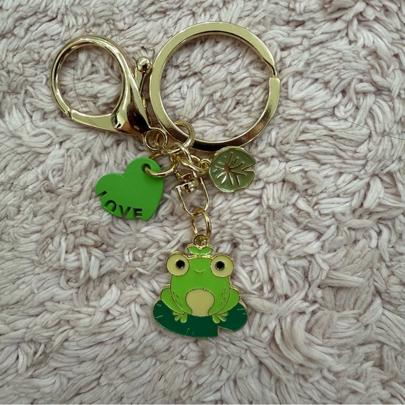 Accessories | Gold And Green Frog Keychain Or Bag Charm | Poshmark